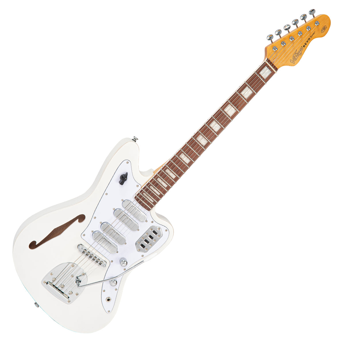 Vintage REVO Series 'Surfmaster' Quad Electric Guitar ~ Metallic White ...