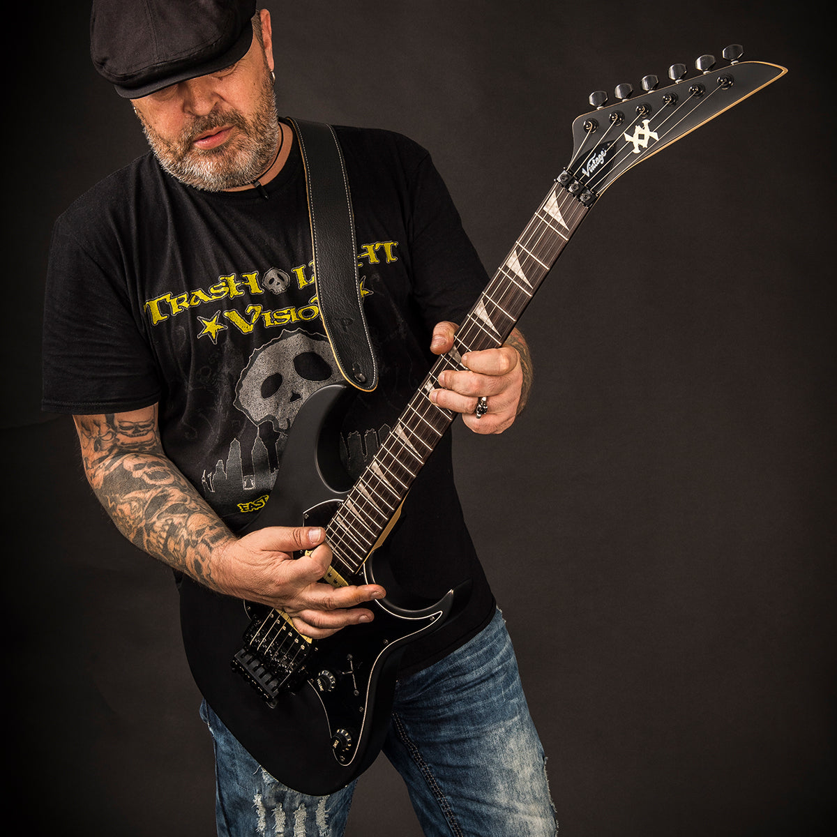 Vintage VMX Series Raider Electric Guitar ~ Satin Black – VintageGuitarsRus